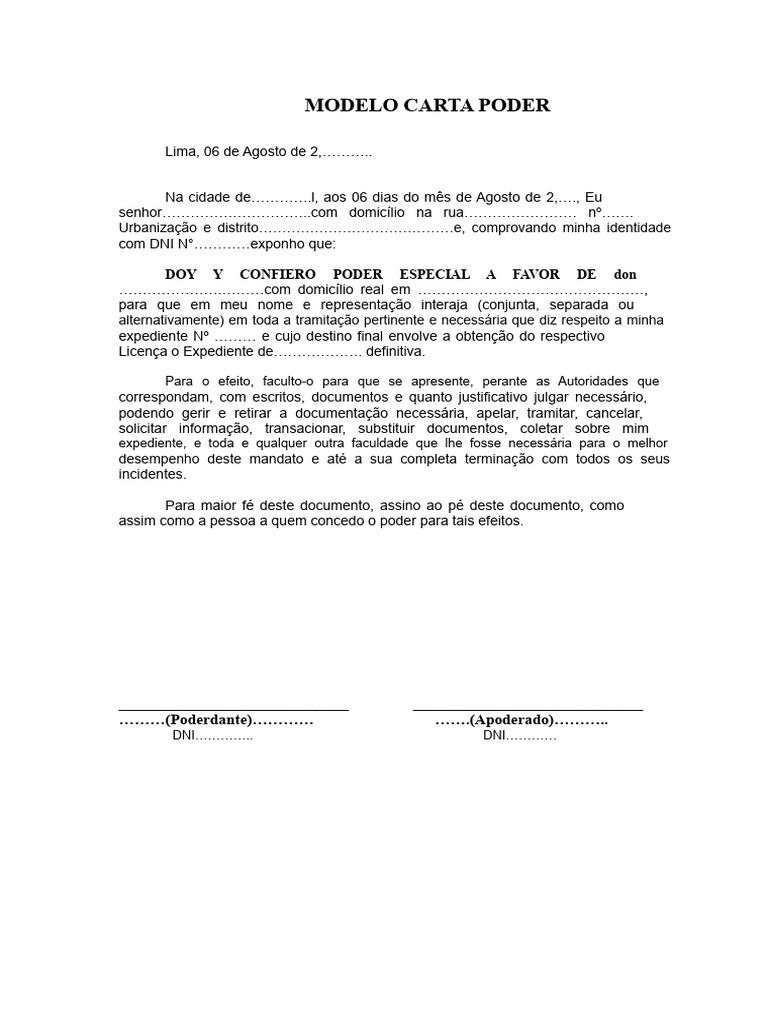 Modelo de Carta Poder | PDF