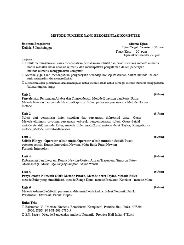 Metode Numerik Berorientasi Komputer | PDF