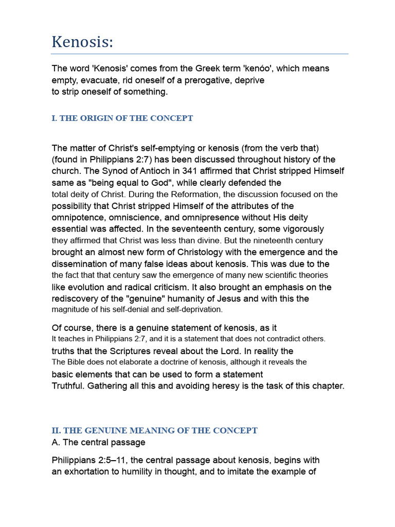 Understanding Kenosis in Christology | PDF | Epistle To The Philippians ...