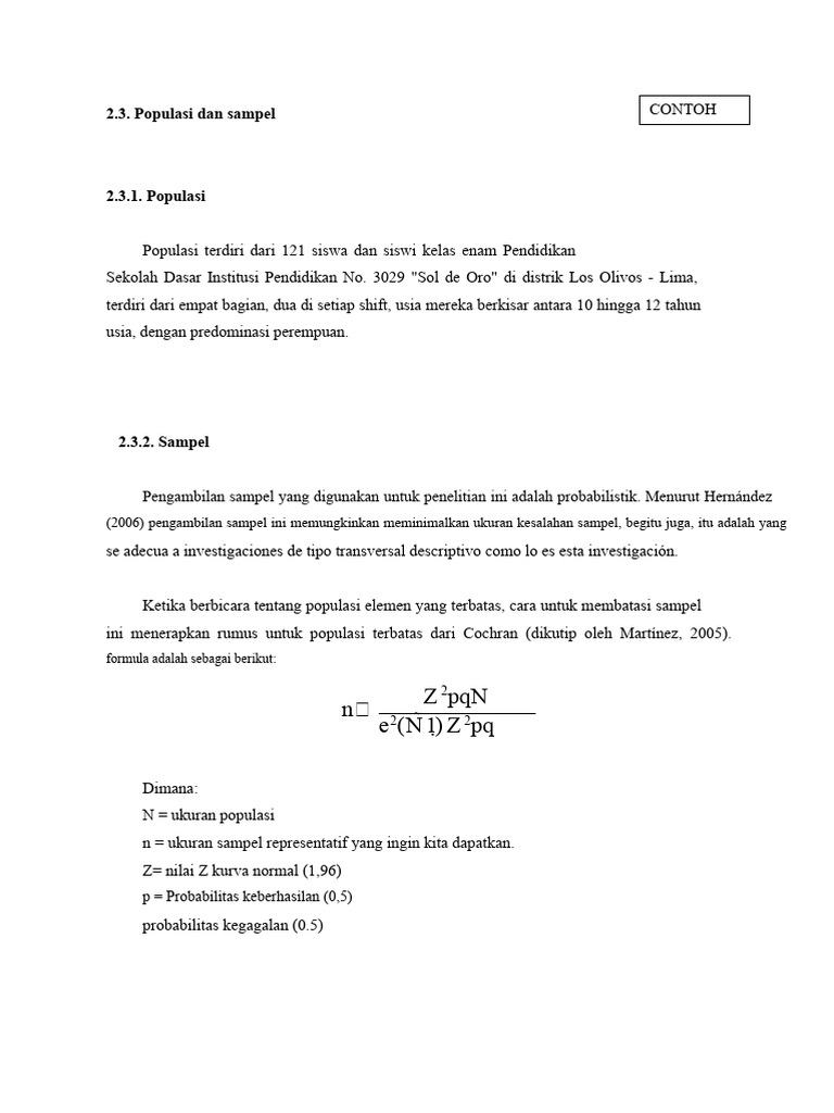 Populasi dan Sampel Penelitian Siswa SD | PDF