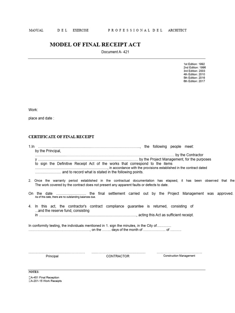 Final Receipt Act for Construction Projects | PDF | Private Law ...
