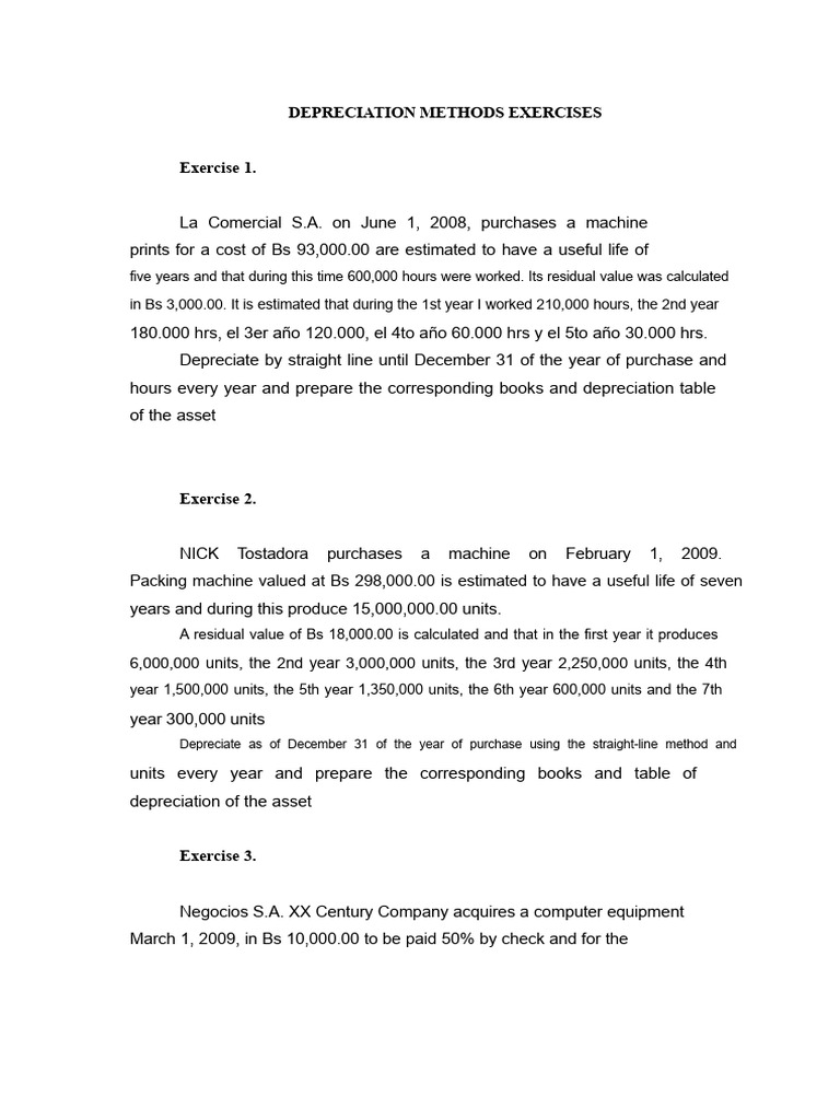 Depreciation Methods Exercises Guide | PDF | Depreciation | Corporations