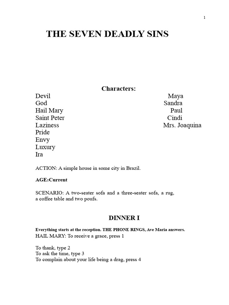 Script seven sins | PDF | Seven Deadly Sins | Devil