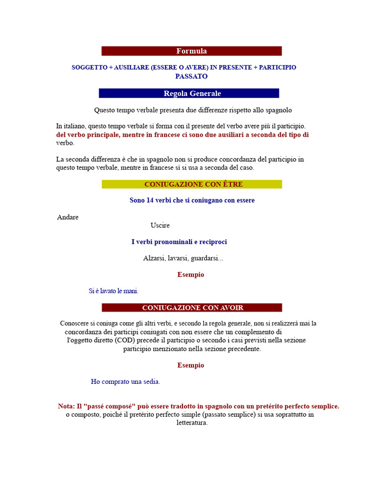 Passato Prossimo | PDF
