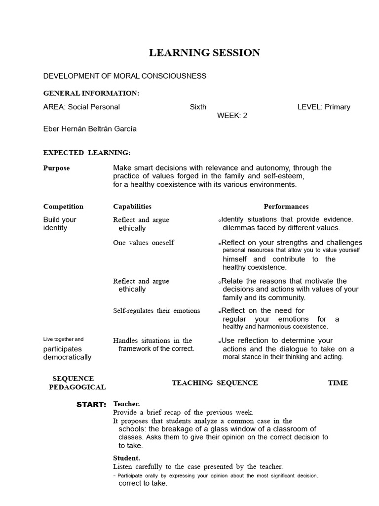 Personal Social - Development of Moral Awareness - Sixth Grade of ...