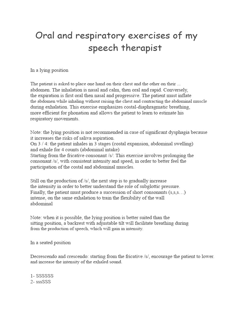 Speech Therapy Exercises for Ataxic Dysarthria | PDF | Phonetics ...