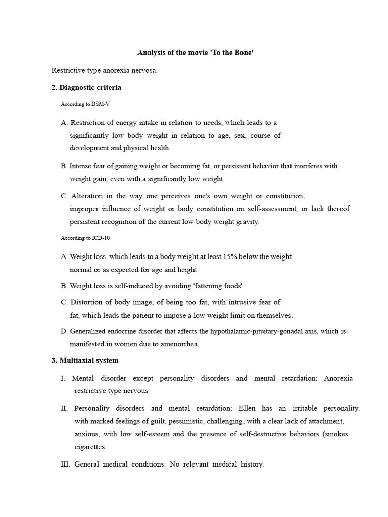 Analysis of The Movie To The Bone | PDF | Anorexia Nervosa | Disability