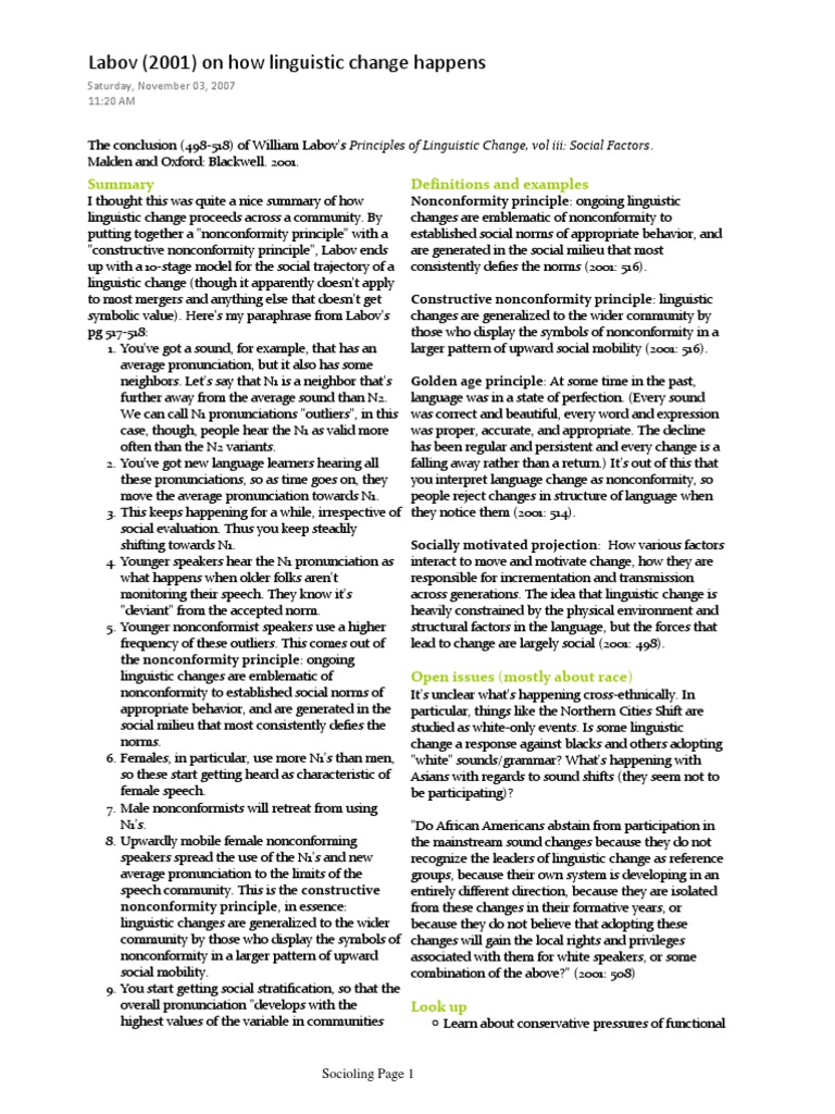 Labov 2001 | PDF | Symbols | Linguistics