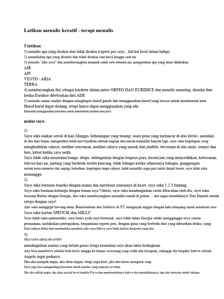 Latihan Kreatif untuk Terapi Menulis | PDF