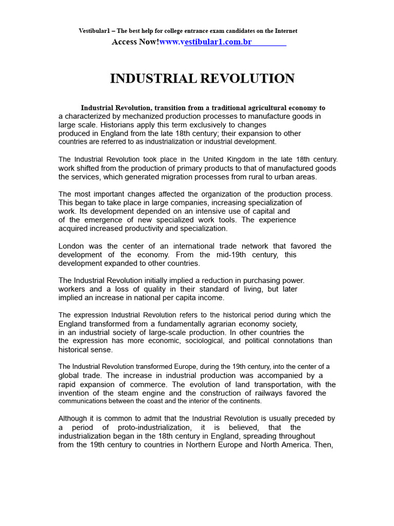 Industrial Revolution Summary | PDF | Industrial Revolution | Society