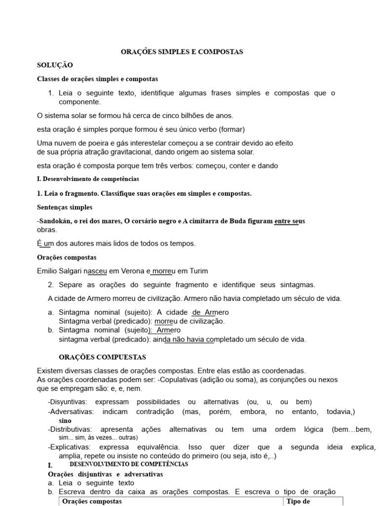 Frases Simples e Compostas | PDF