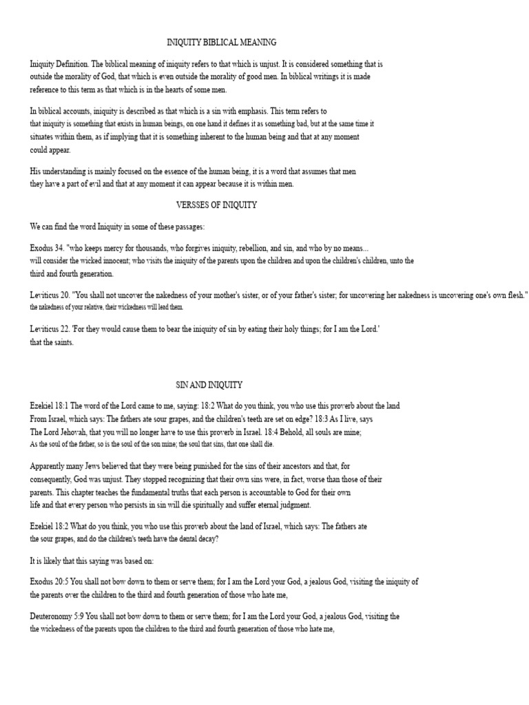Biblical Meaning of Iniquity Explained | PDF | Sin | Demons