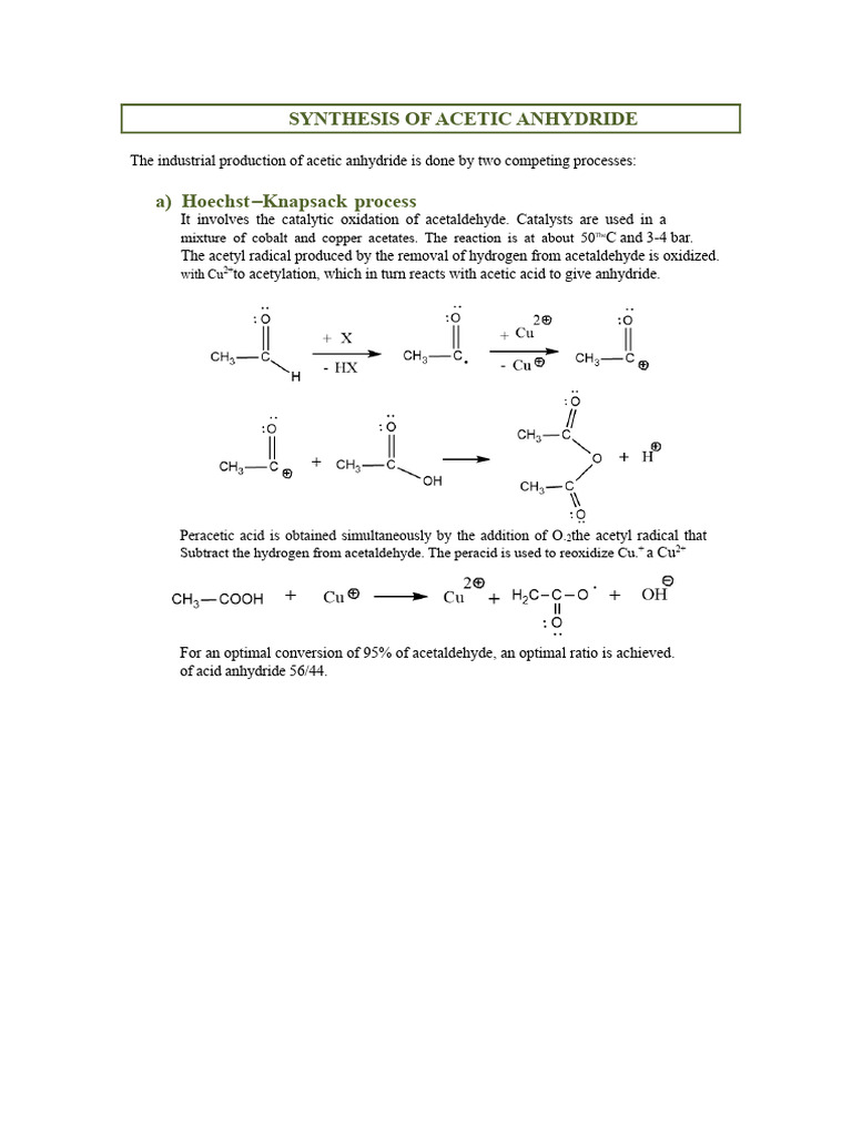 Synthesis of Acetic Anhydride | PDF
