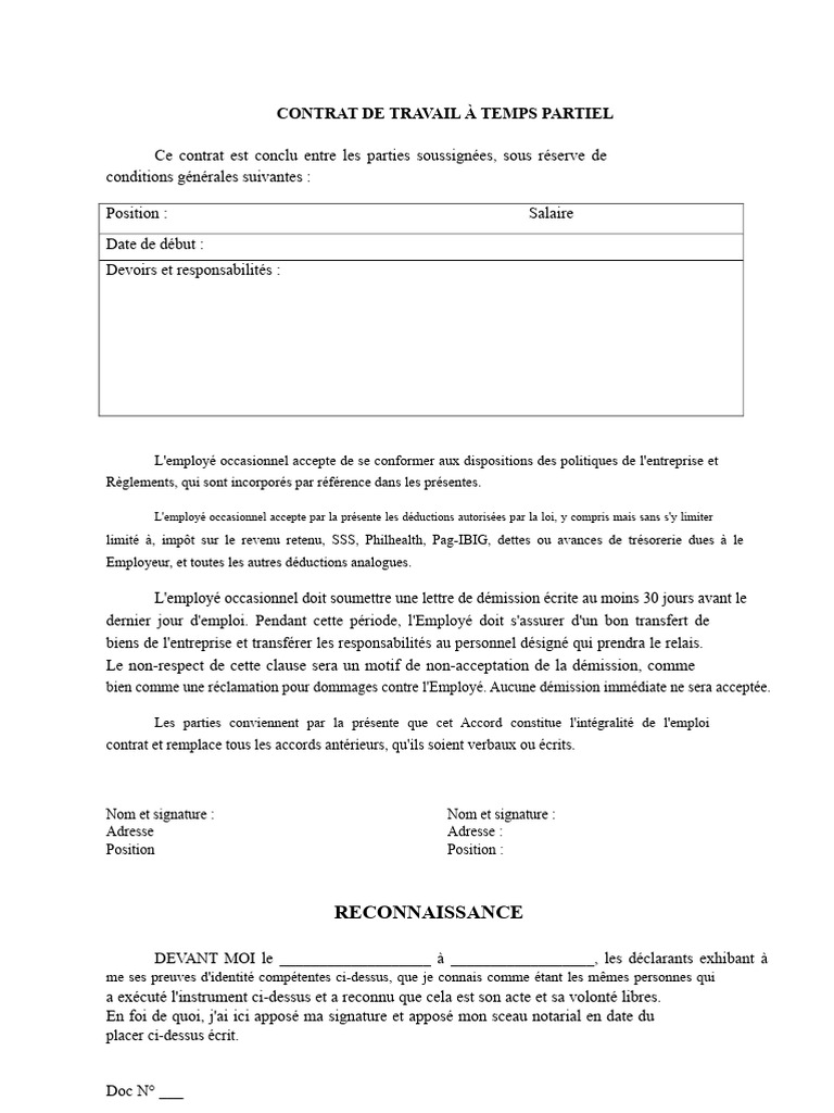 Contrat de Travail Occasionnel | PDF