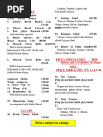 Gianetto Pizzeria Menu Overview | PDF | Pasta | Pesto