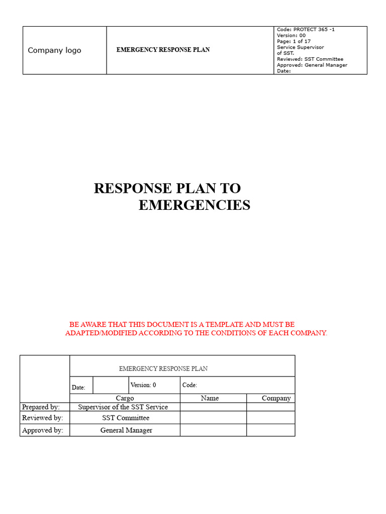 Emergency and Contingency Response Plan Model 2023 | PDF | Explosion ...