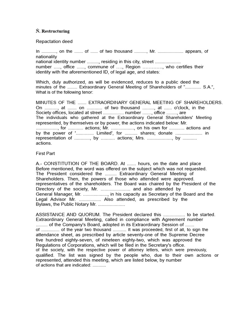 Minutes of Repayment Agreement of The Corporation and Extract | PDF ...