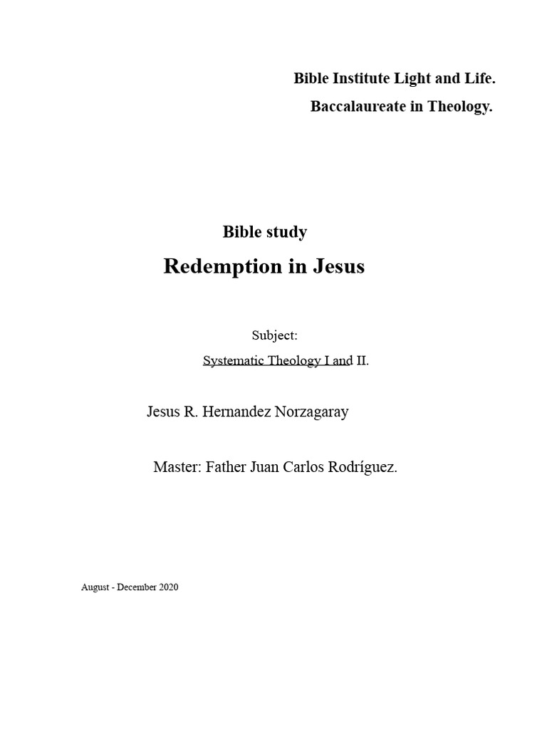 BIBLICAL STUDY - Redemption in Christ | PDF | Salvation | Jesus