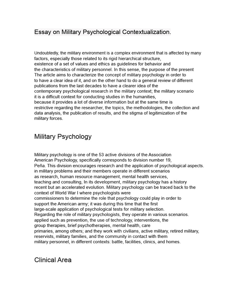 Understanding Military Psychology Dynamics | PDF | Mental Disorder ...