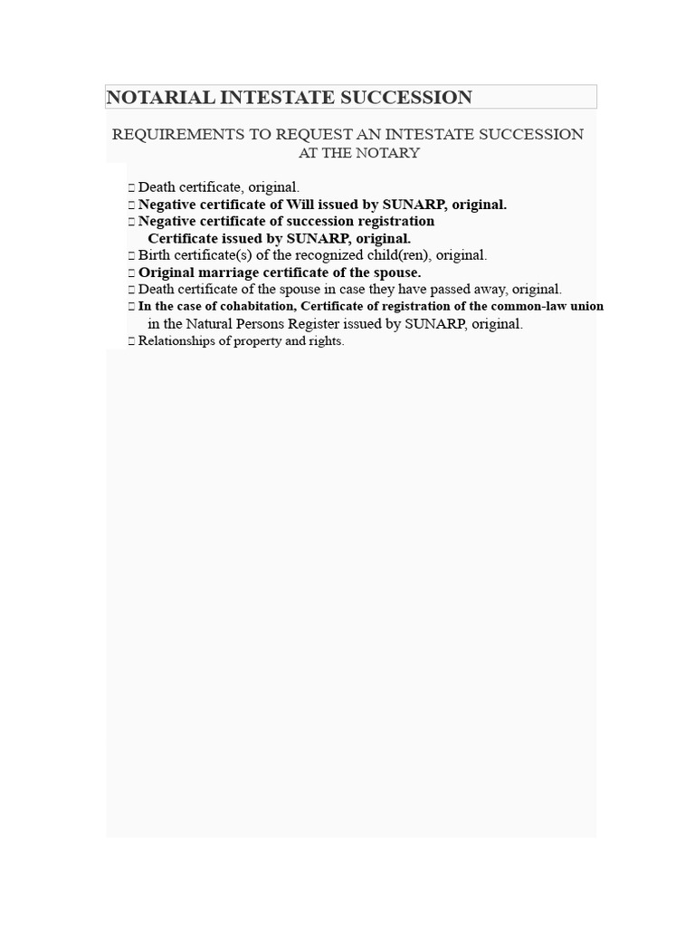 Notarial Intestate Succession Guide | PDF | Intestacy | Notary Public