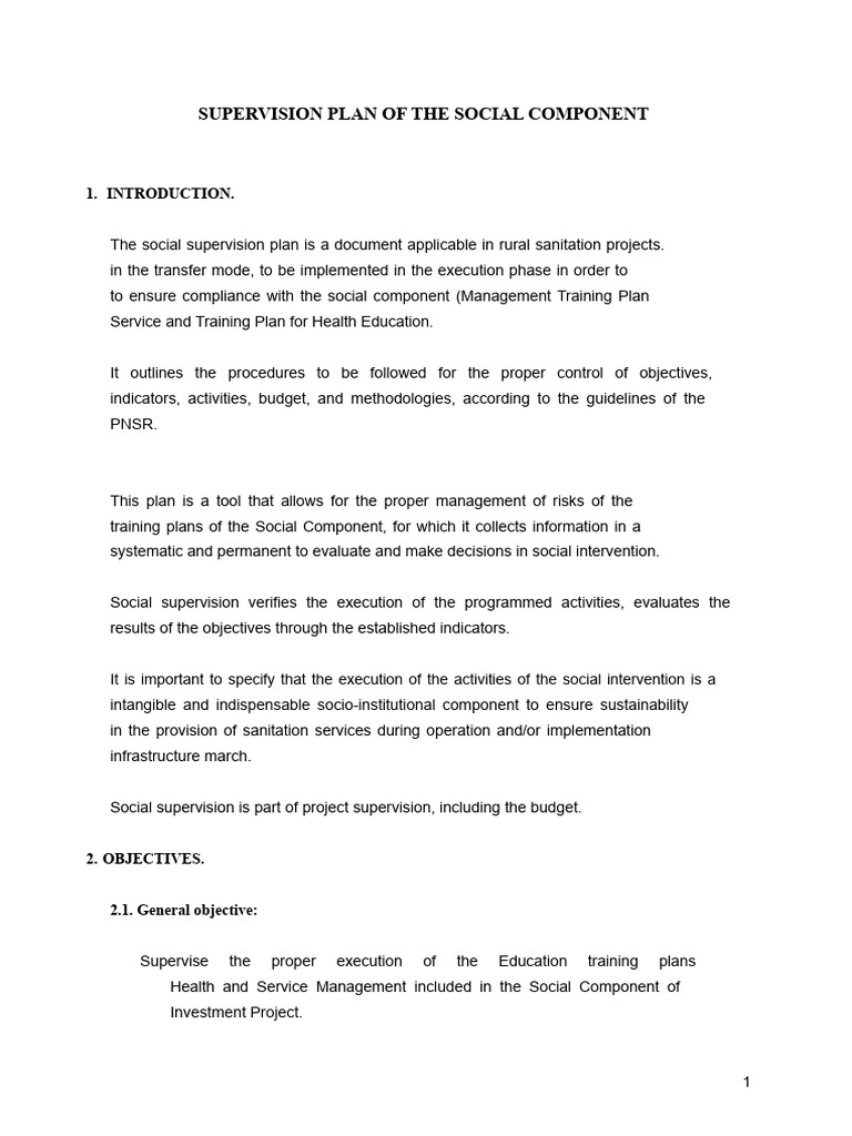 Supervision Plan of The Social Component - Ugm 17.01.2022 | PDF ...