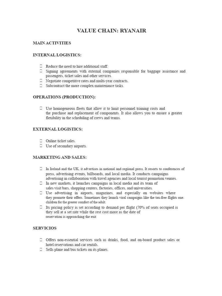 Value Chain | PDF | Pricing | Low Cost Carrier