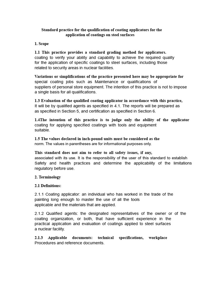 Coating Applicator Qualification Standard | PDF | Coating ...