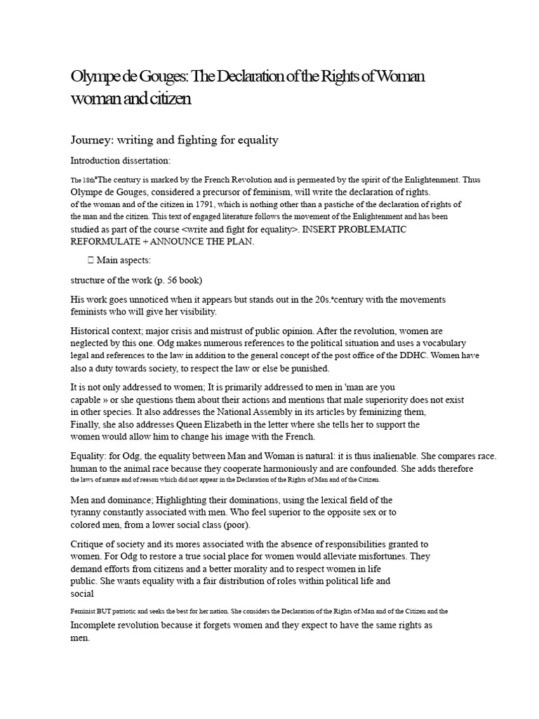 Olympe de Gouges, Declaration of The Rights of Woman and of The Female ...