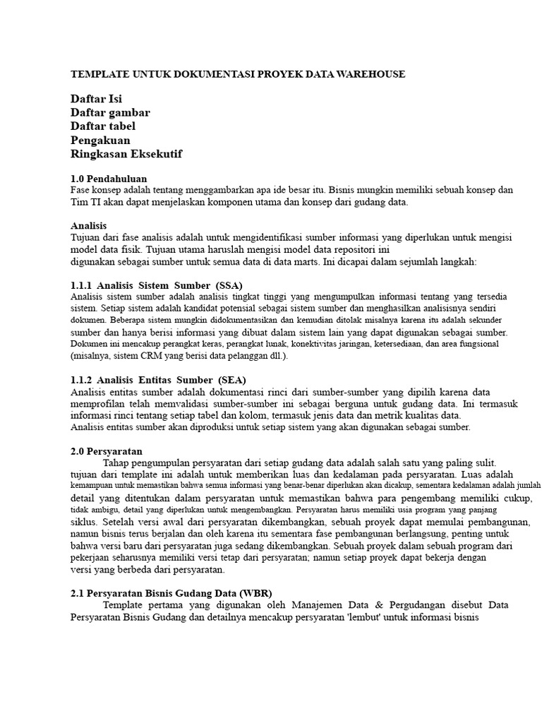 Template Dokumentasi Proyek DWH | PDF