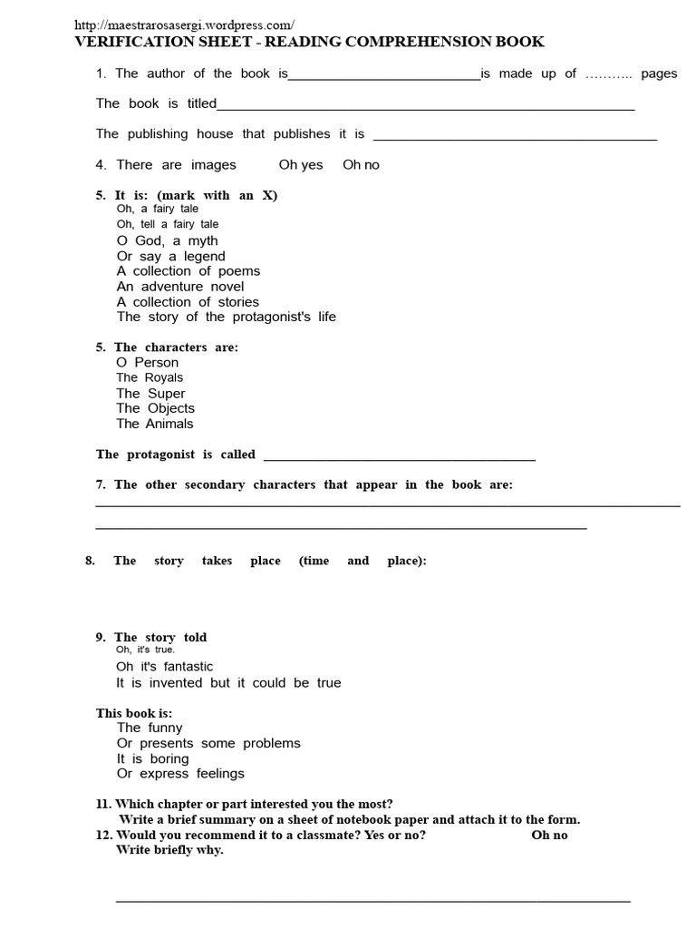 Book Reading Verification Sheet | PDF