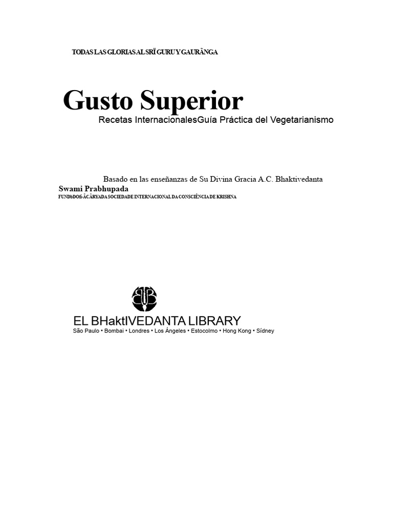 GUSTO SUPERIOR Guía Práctica de Vegetarianismo Hare Krishna | PDF ...