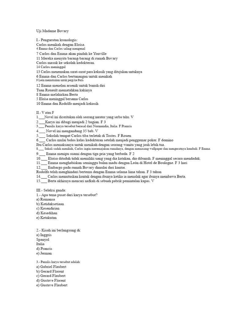 Uji Madame Bovary | PDF