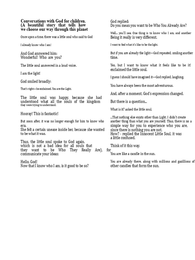 Conversations with God for Kids | PDF | Soul | God
