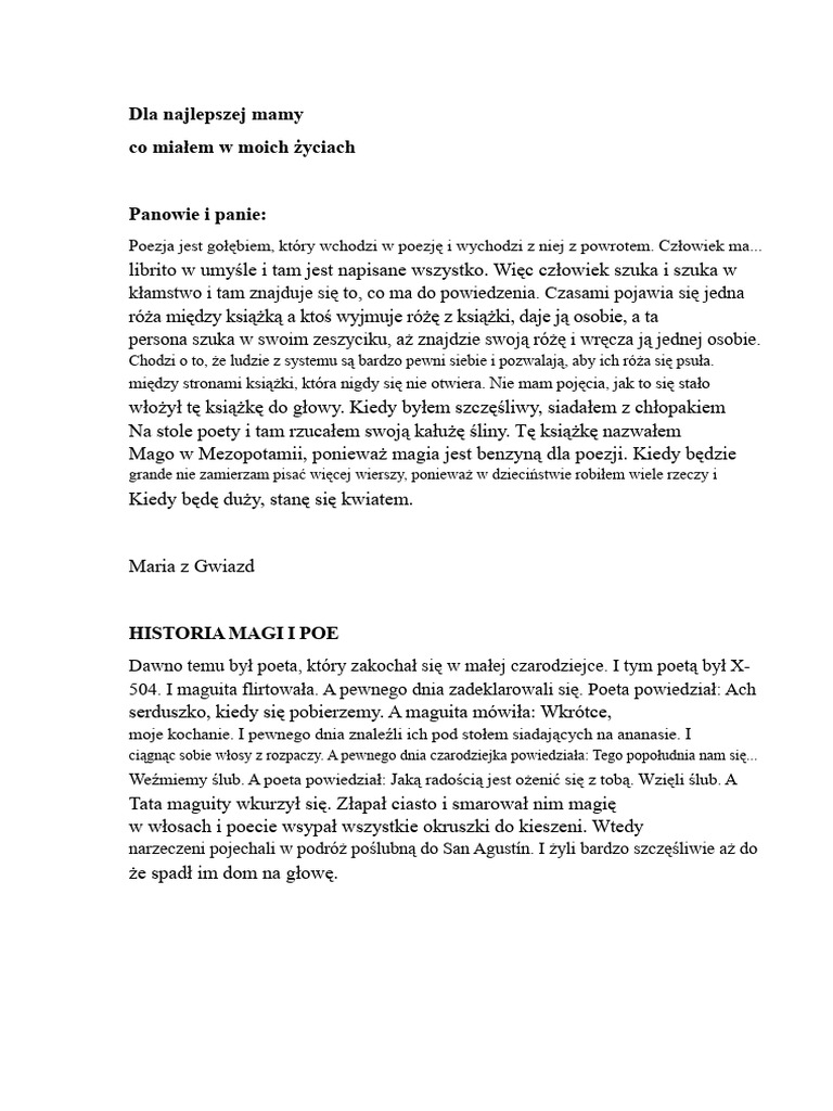 Zbiór Wierszy María de Las Estrellas | PDF