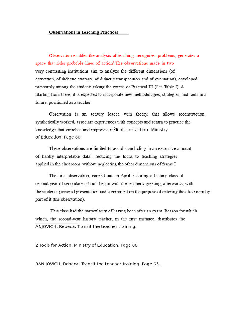 Analyzing Teaching Practices Through Observation | PDF | Knowledge ...