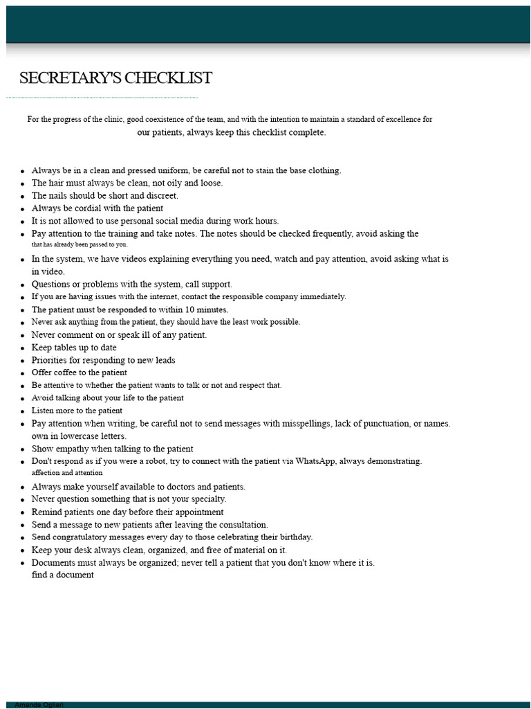 Secretary's Checklist | PDF