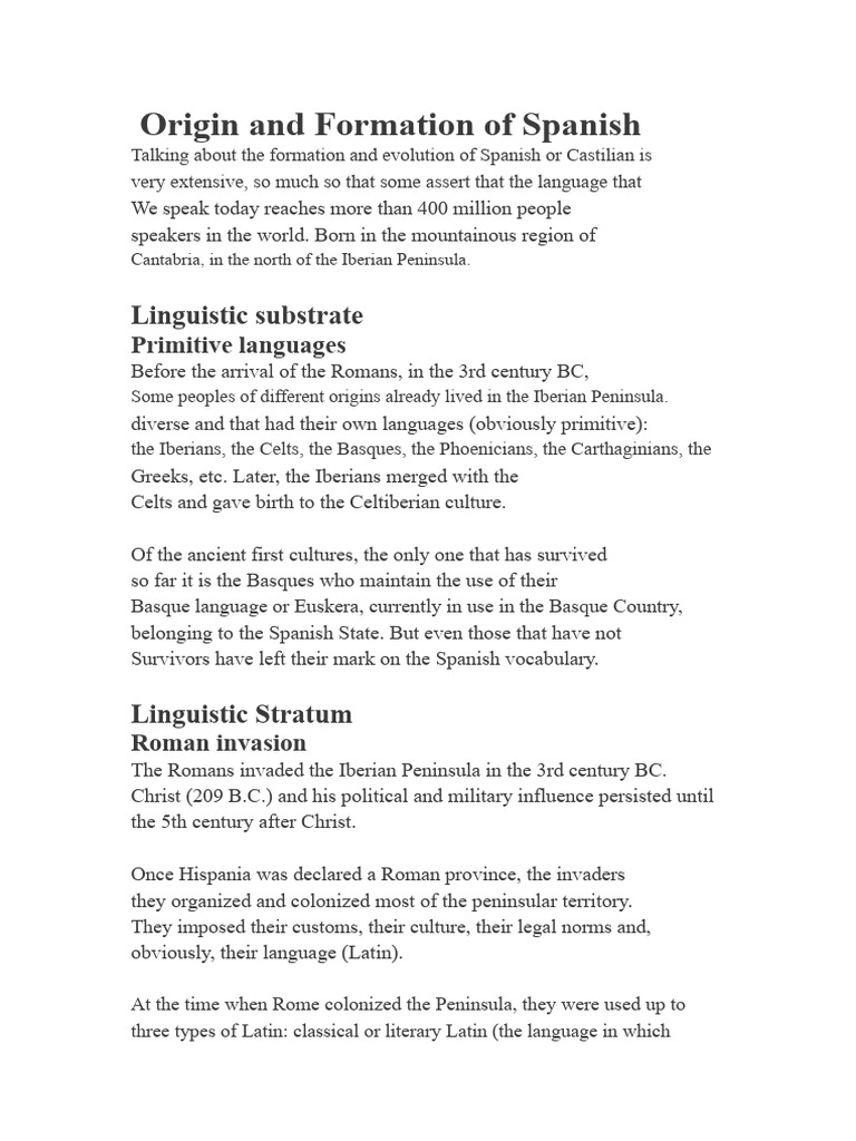History and Evolution of Spanish Language | PDF | Spanish Language ...