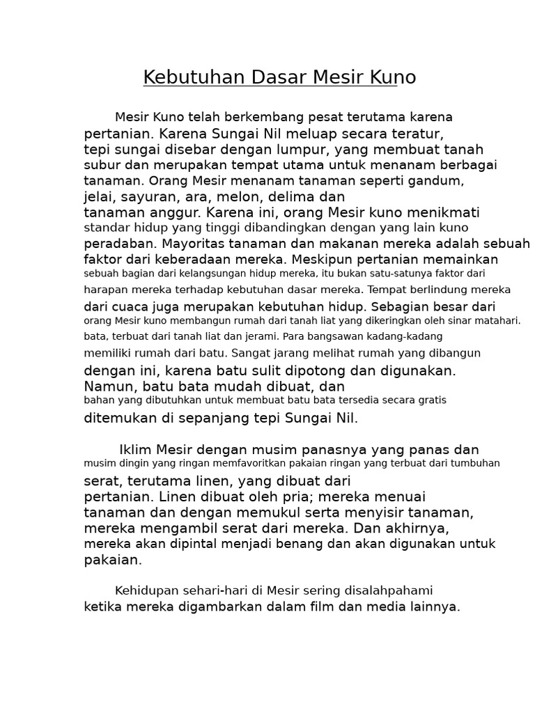 Mesir Kuno - Kebutuhan Dasar | PDF