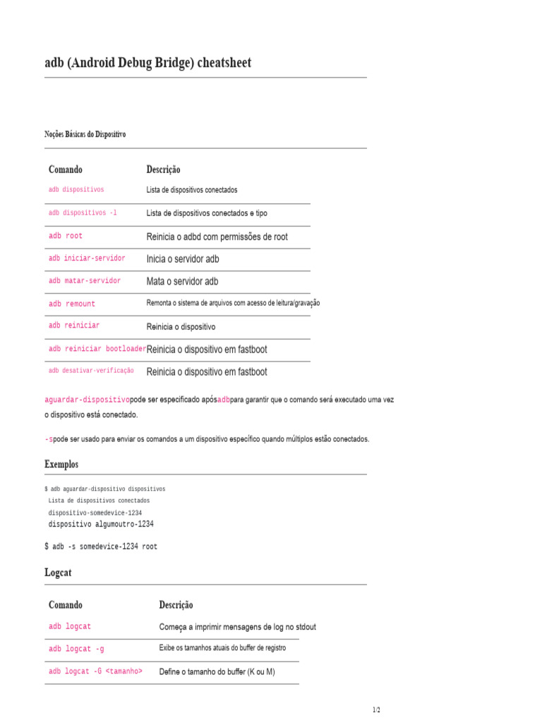 Cheatsheet ADB: Comandos Essenciais | PDF | Shell (informática ...