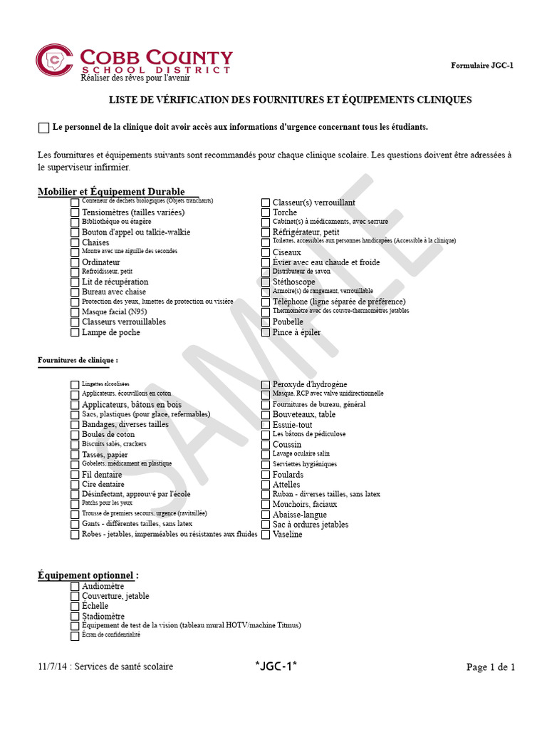 Liste de vérification clinique JGC-1 | PDF