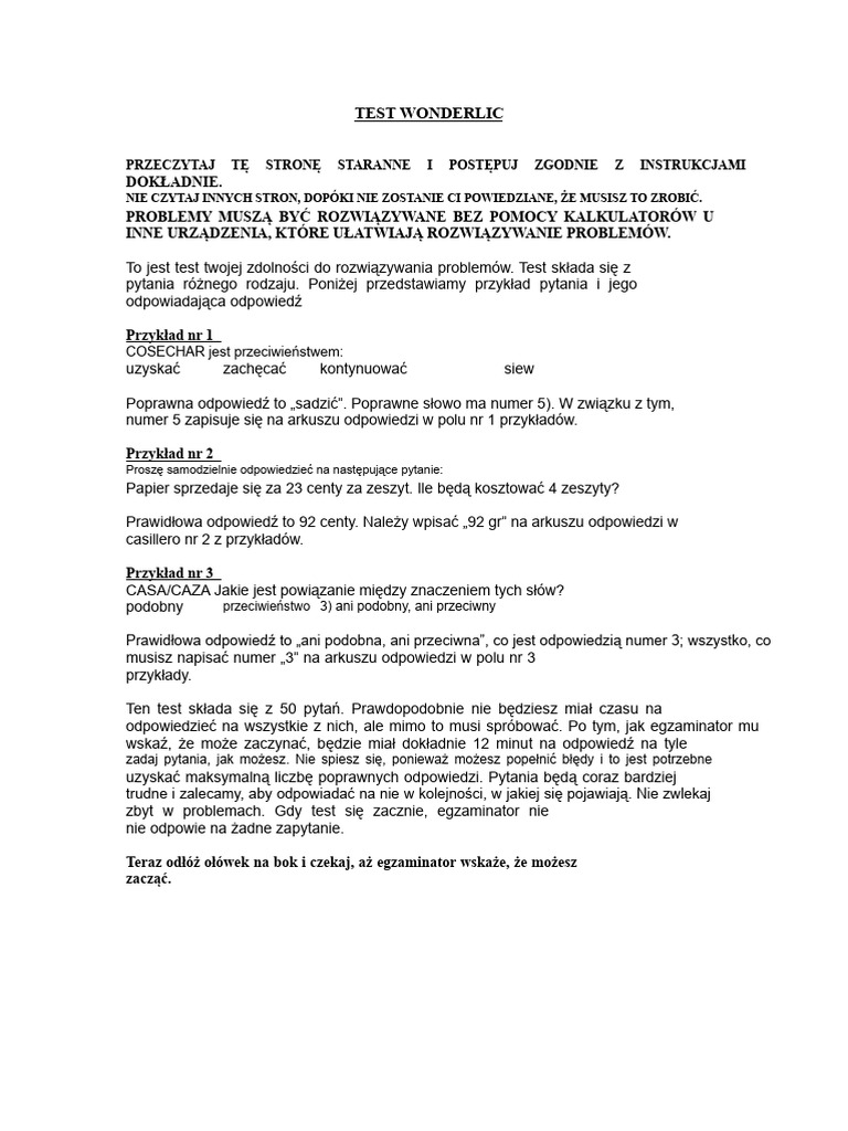 Test Wonderlic | PDF