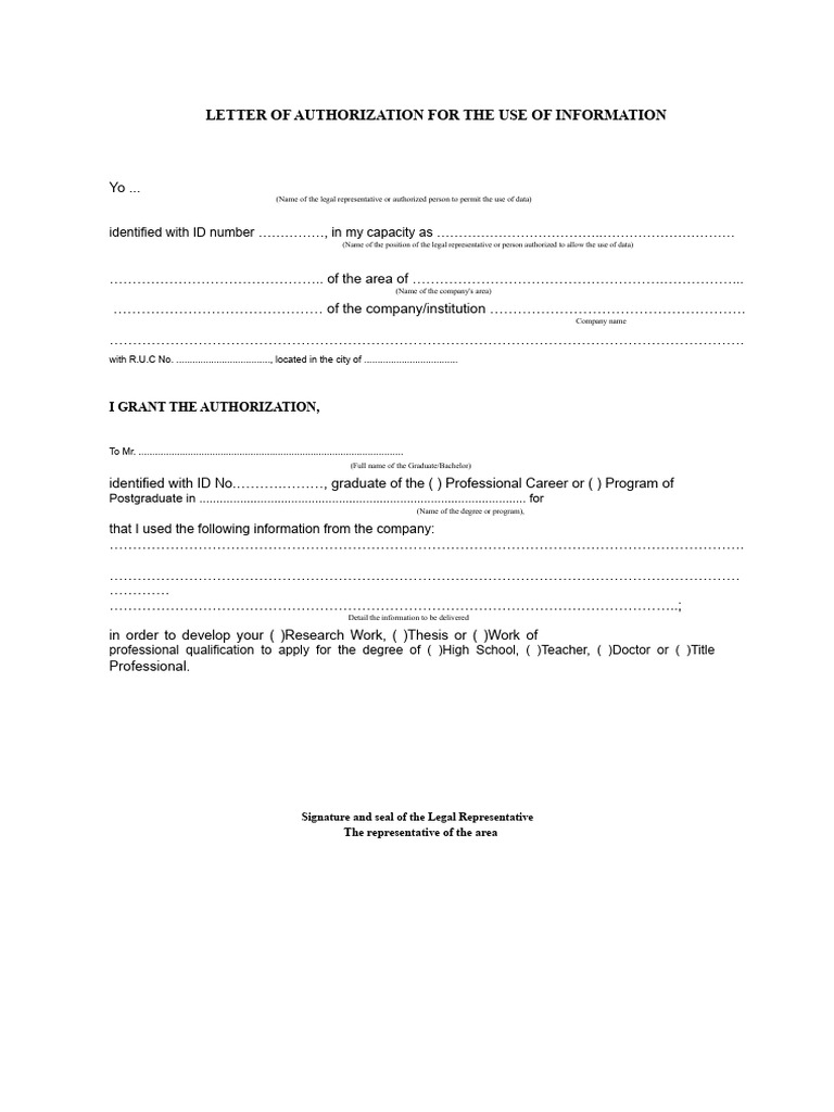 Letter of Authorization for Data Use | PDF