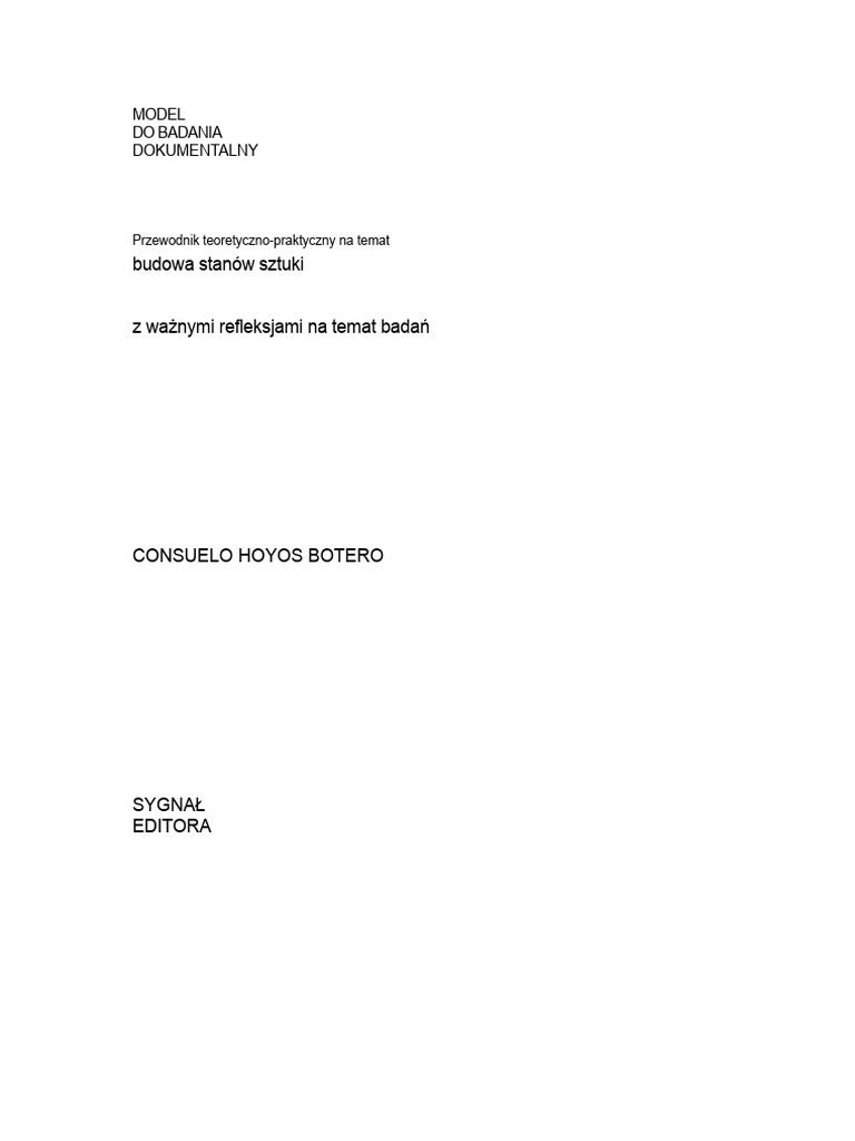 Consuelo Hoyos - Model Do Badań Dokumentacyjnych (S. 1-47) | PDF