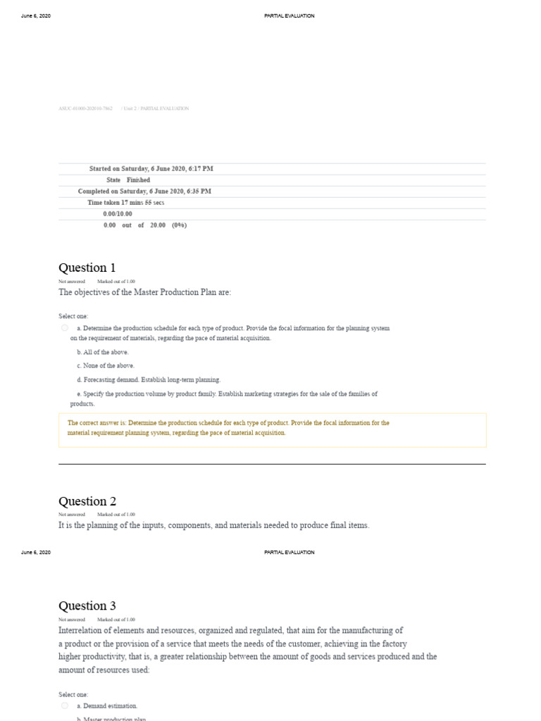 PARTIAL EVALUATION Solution 1 | PDF | Inventory | Demand
