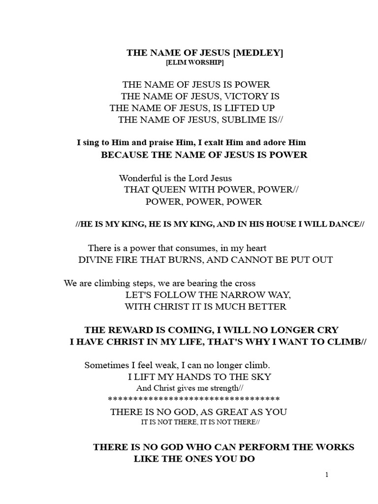 The Name of Jesus Medley | PDF