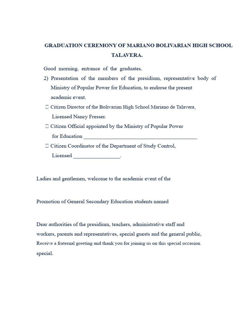 Mariano Bolivarian High School Graduation | PDF | Educational Stages