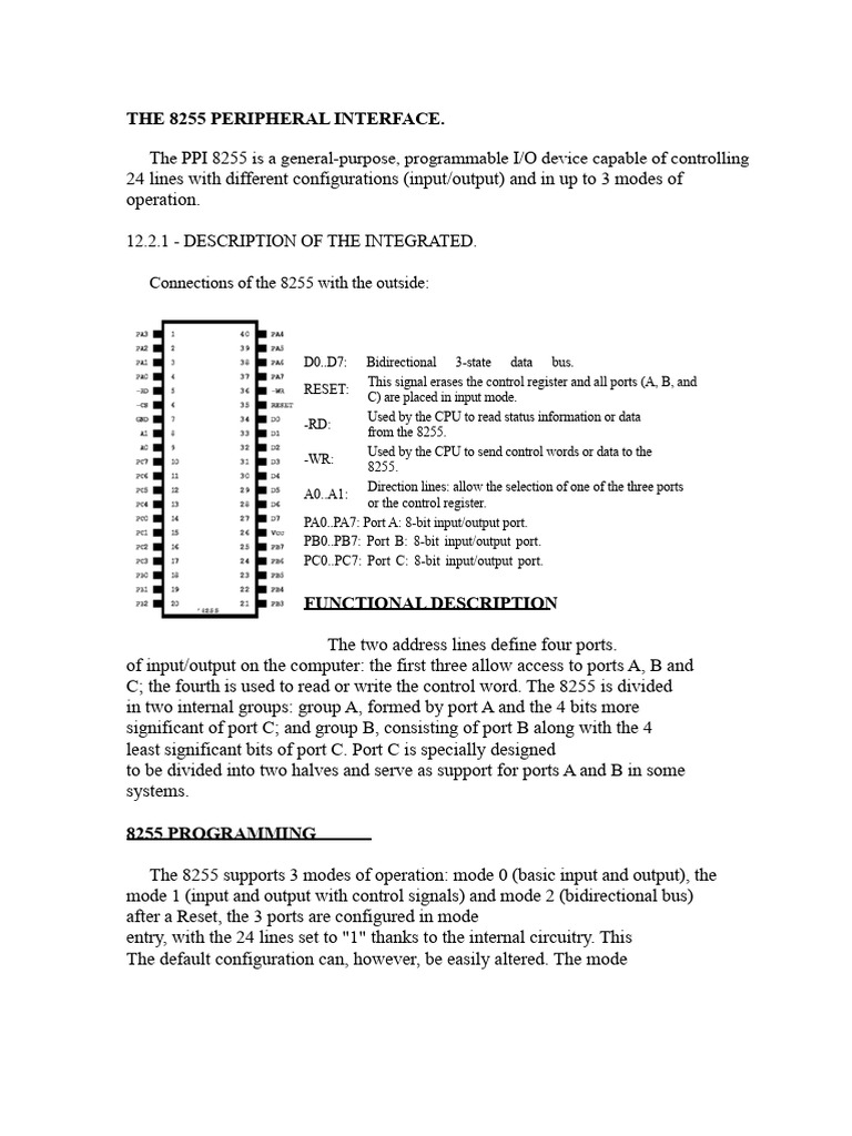 The 8255 Peripheral Interface | PDF | Input/Output | Computer Engineering