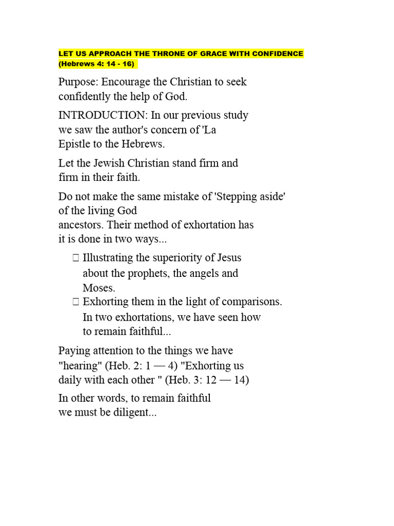 Confidently Approach God's Grace | PDF | Mercy | Grace In Christianity