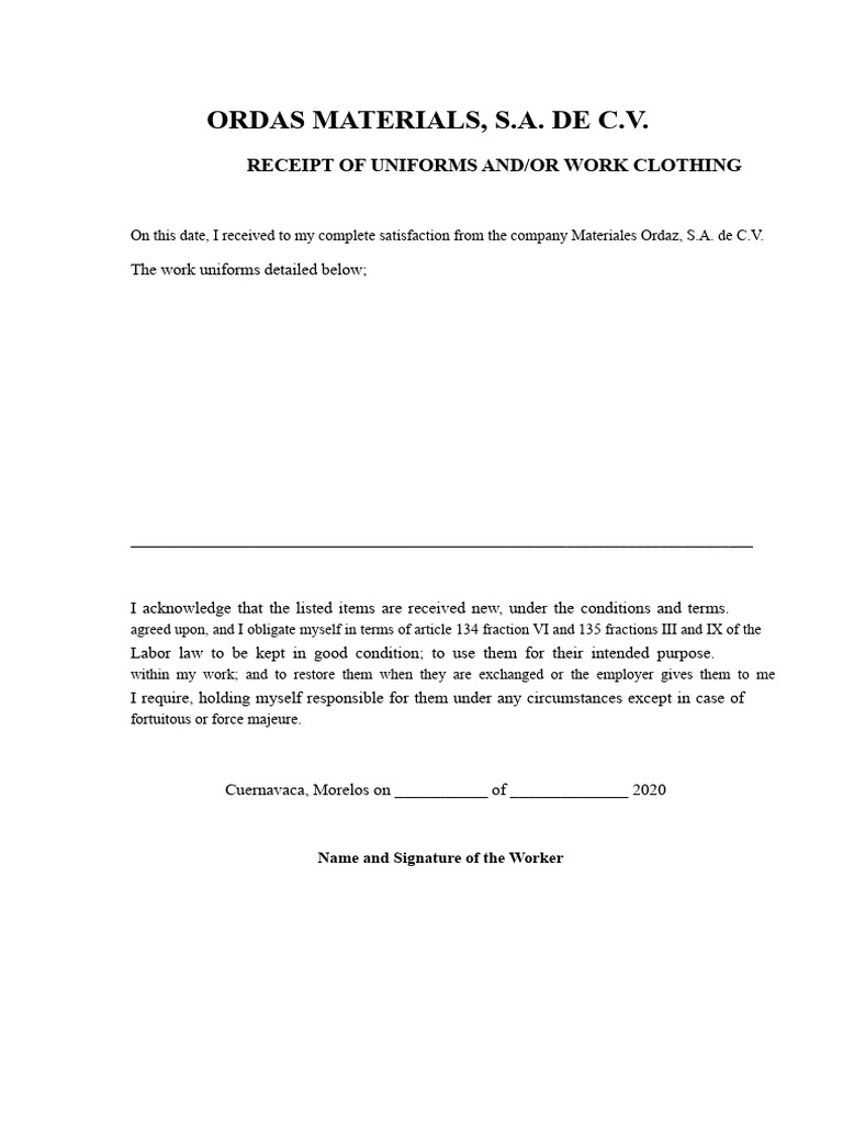 I RECEIVE UNIFORMS | PDF