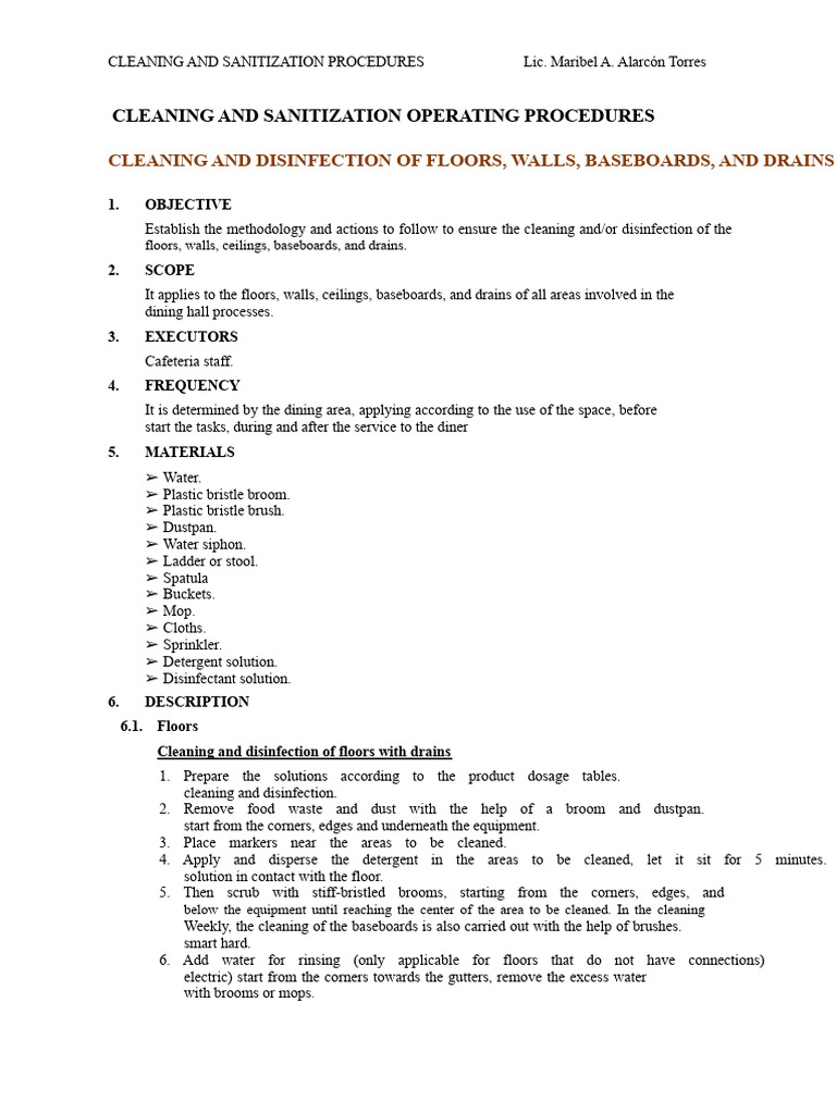 Cleaning and Sanitization Procedures Guide | PDF | Washing Machine ...